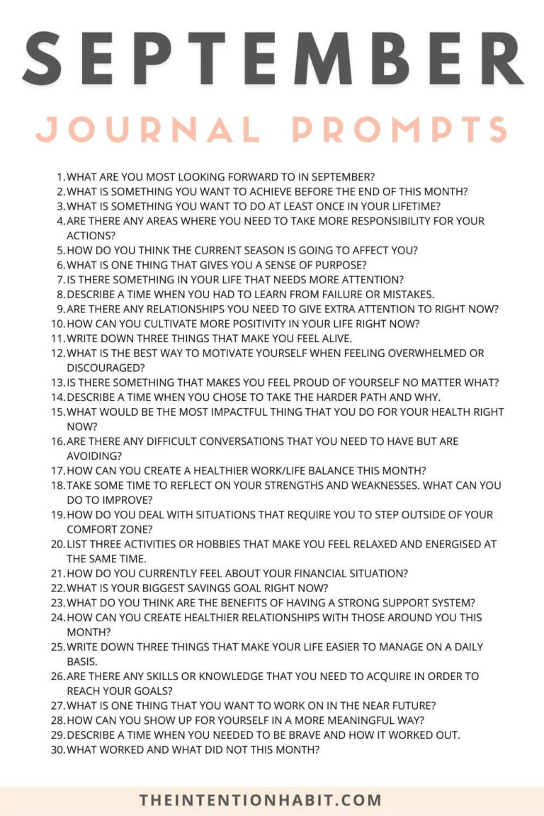 30 September Journal Prompts To Refocus