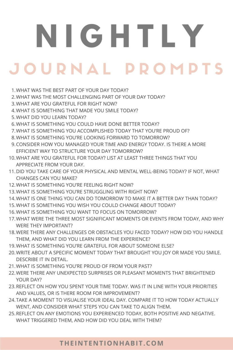 25 Nightly Journal Prompts To Clear Your Mind Before Bed