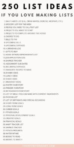 250 Fun Lists To Make When You're Bored