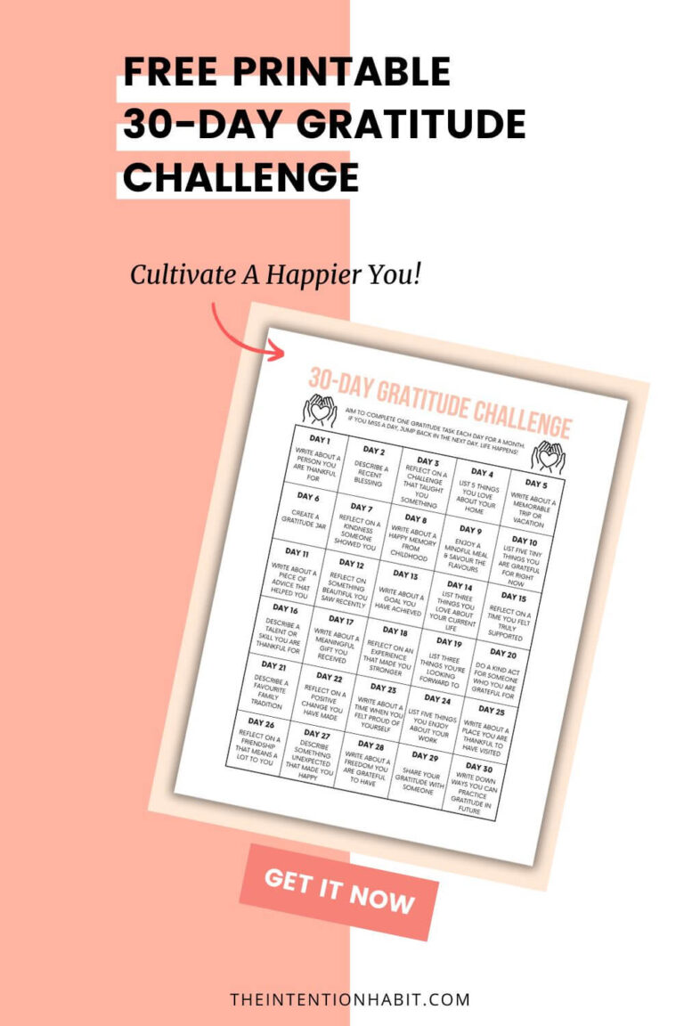 30-Day Gratitude Challenge + Free Printable